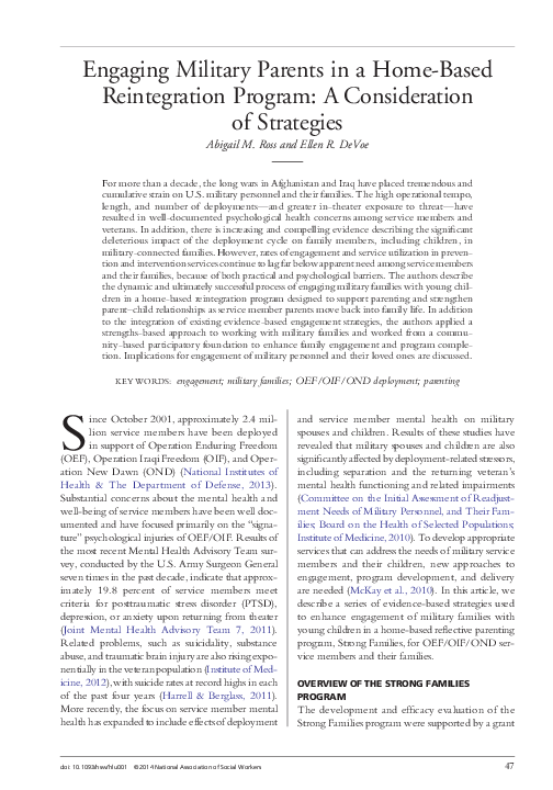 (PDF) Engaging Military Parents in a Home-Based Reintegration Program ...