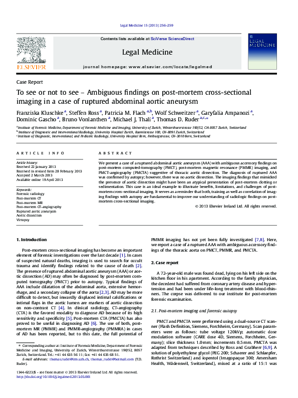 (PDF) To see or not to see – Ambiguous findings on post-mortem cross ...