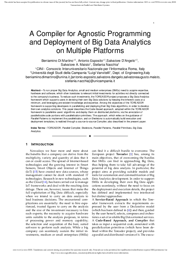 (PDF) A Compiler for Agnostic Programming and Deployment of Big Data ...