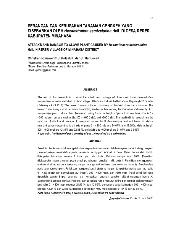 (PDF) SERANGAN DAN KERUSAKAN TANAMAN CENGKEH YANG DISEBABKAN OLEH ...