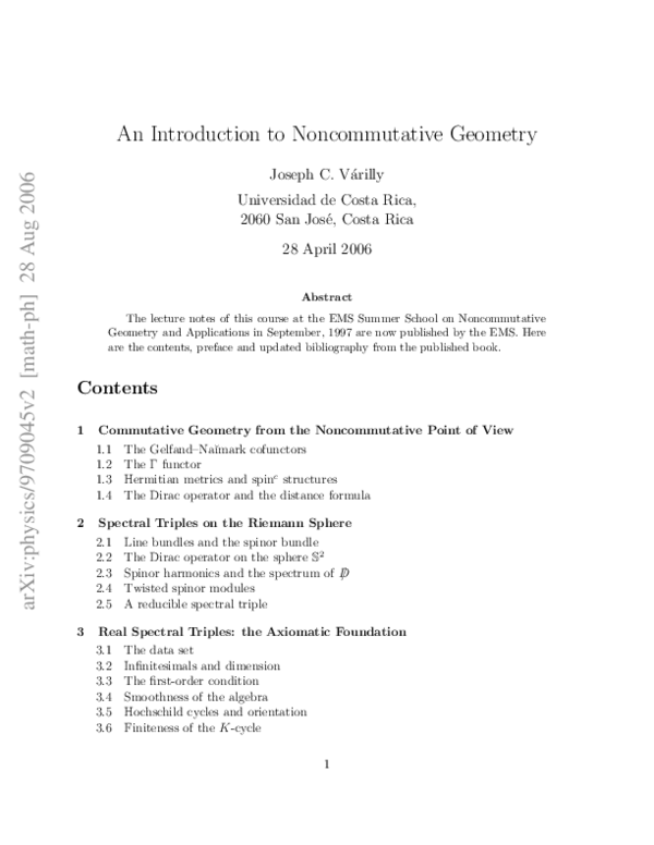 An Introduction To Noncommutative Geometry 