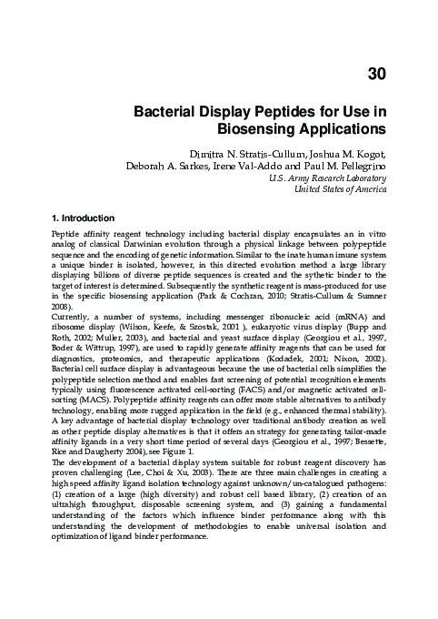 (PDF) Bacterial display peptides for use in biosensing applications