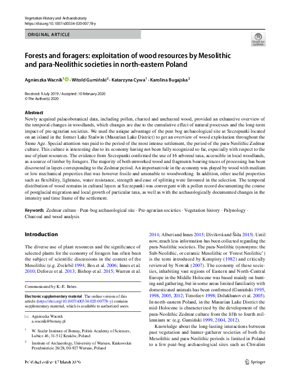 (PDF) Forests and foragers: exploitation of wood resources by ...