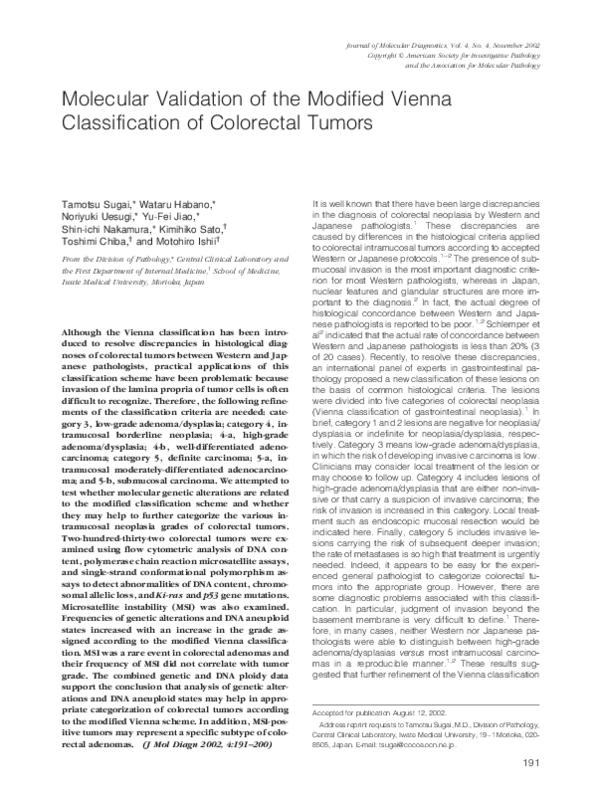 (PDF) Molecular Validation of the Modified Vienna Classification of ...
