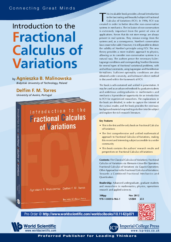 (PDF) Introduction to the Fractional Calculus of Variations