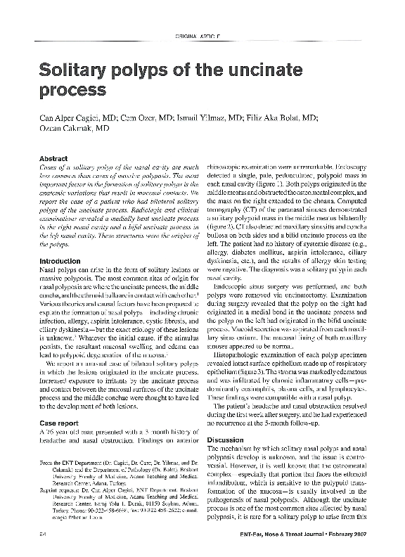 (PDF) Solitary polyps of the uncinate process