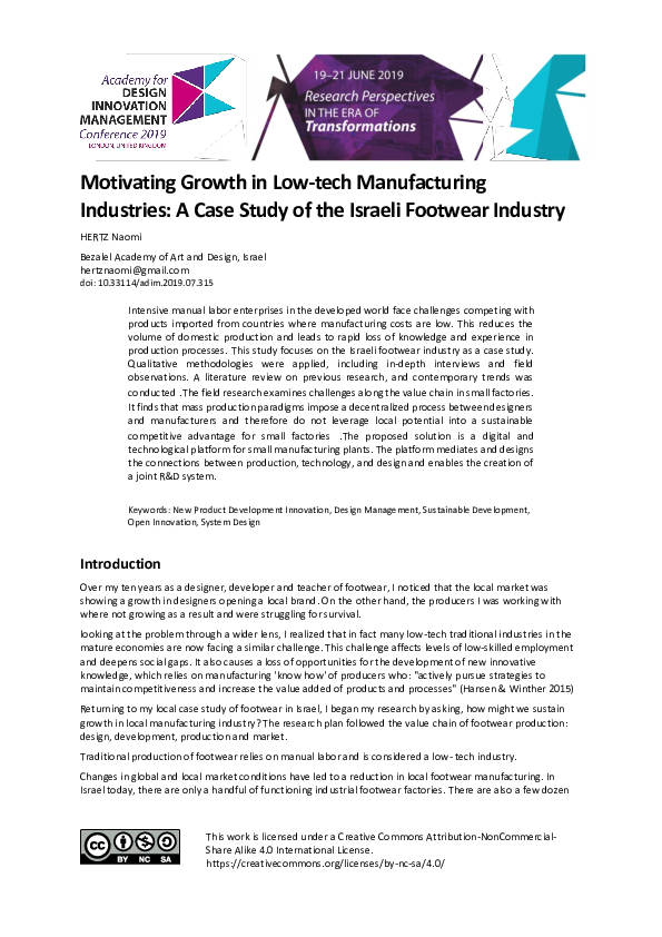 (PDF) Motivating Growth in Low-tech Manufacturing Industries