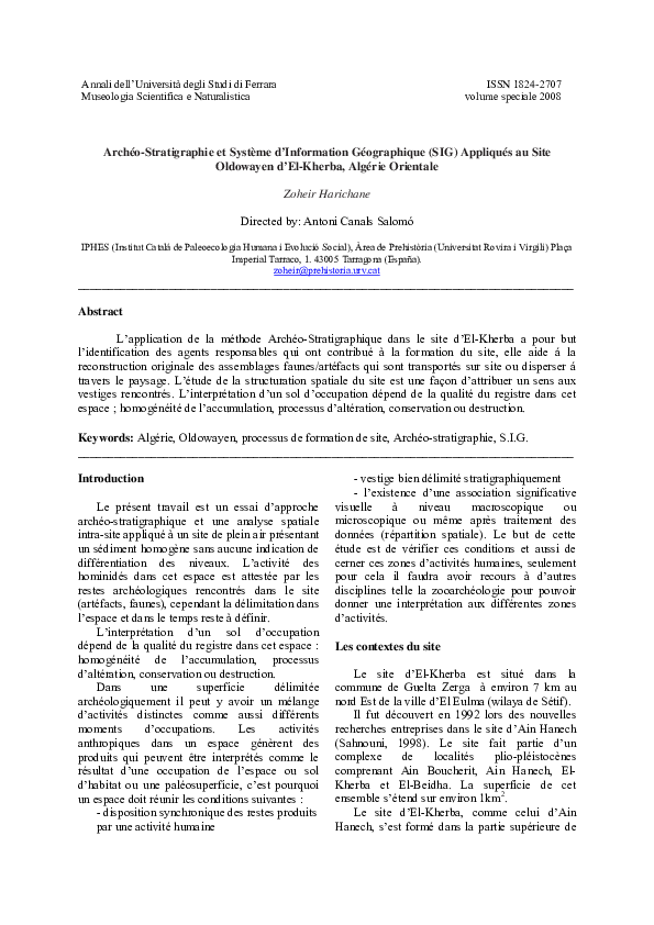 (PDF) Archéo-Stratigraphie et Système d'Information Géographique (SIG ...