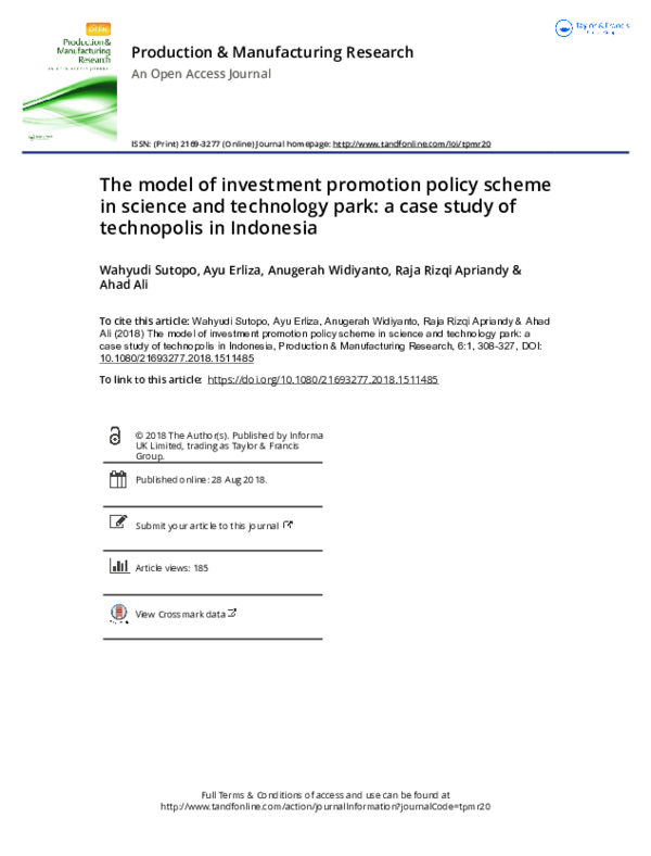 (PDF) The model of investment promotion policy scheme in science and ...