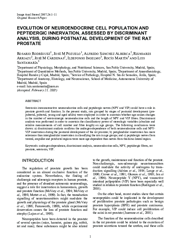 (PDF) Evolution of Neuroendocrine Cell Population and Peptidergic Innervation, Assessed by ...