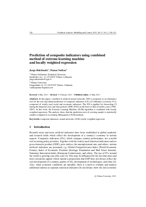 (PDF) Prediction of a composite indicators using combined method of ...