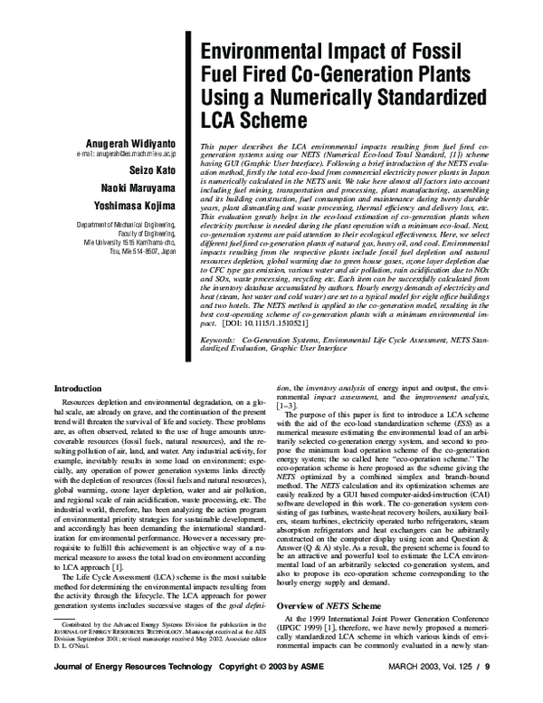 (PDF) Environmental Impact of Fossil Fuel Fired Co-Generation Plants ...