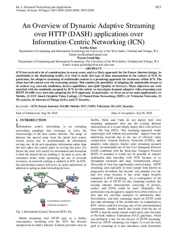 (PDF) An Overview of Dynamic Adaptive Streaming over HTTP (DASH) applications over Information ...
