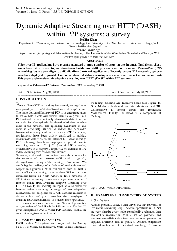 (PDF) Dynamic Adaptive Streaming over HTTP (DASH) within P2P systems: a survey