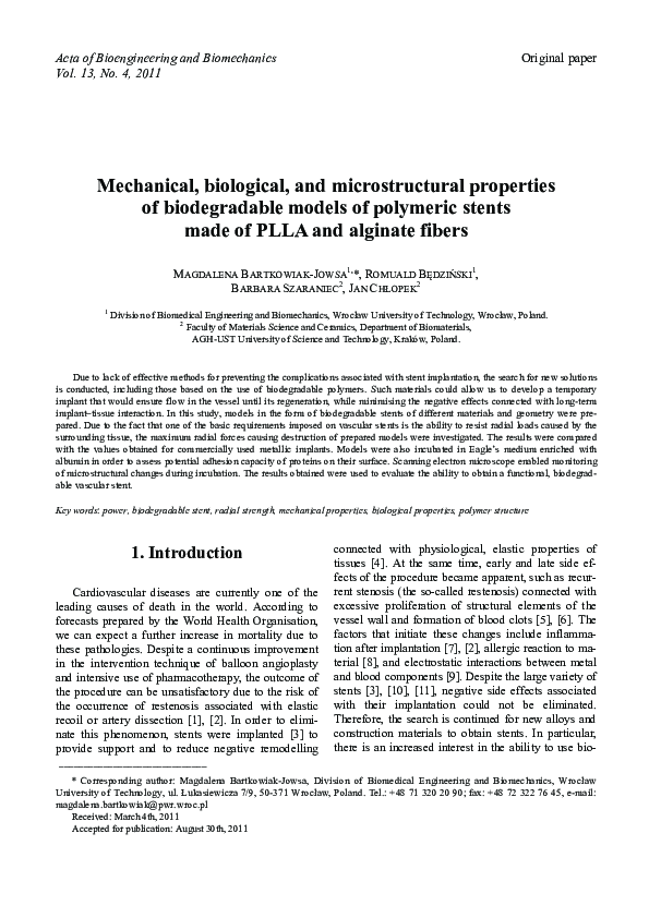 (PDF) Mechanical, biological, and microstructural properties of ...