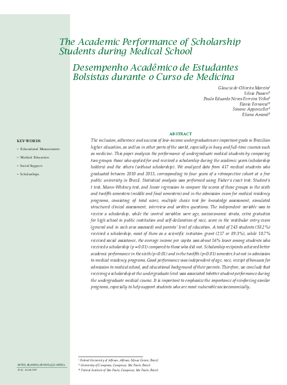 (PDF) The Academic Performance of Scholarship Students during Medical ...