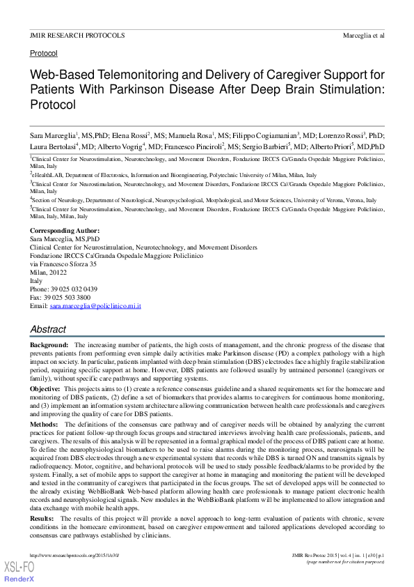 (PDF) Web-Based Telemonitoring and Delivery of Caregiver Support for Patients With Parkinson ...