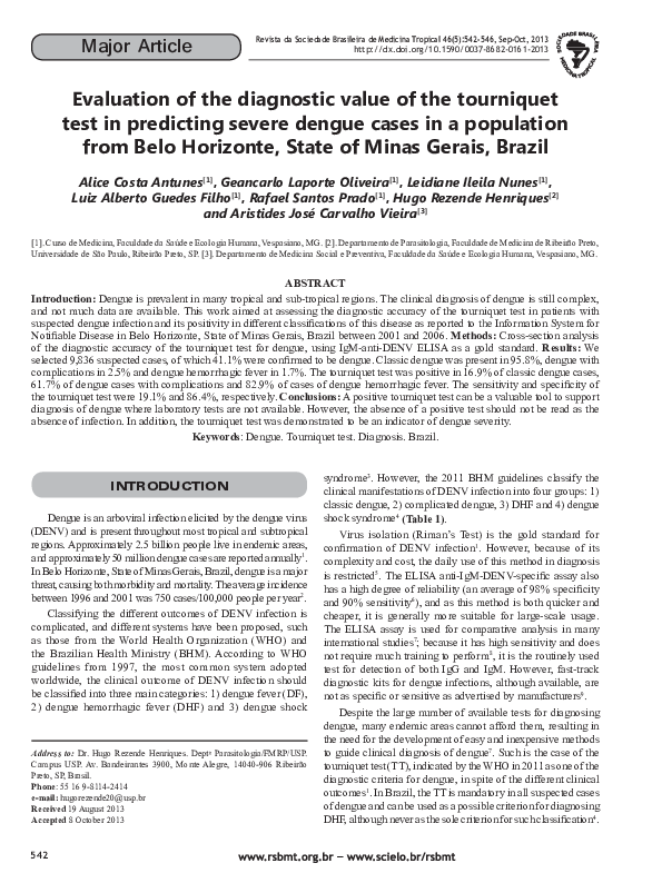 (PDF) Evaluation of the diagnostic value of the tourniquet test in ...
