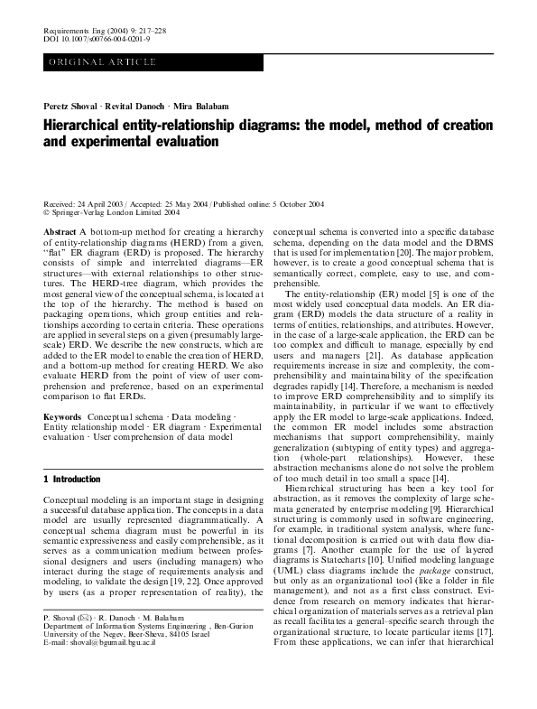(PDF) Hierarchical Entity-Relationship Diagrams: the model, method of ...