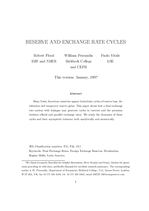(PDF) Reserve and exchange rate cycles