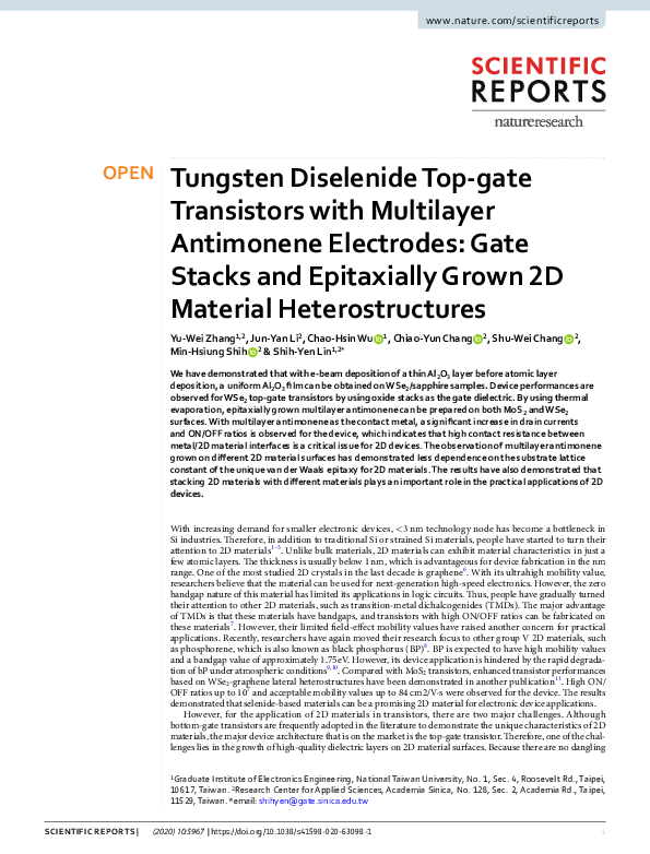 (PDF) Tungsten Diselenide Top-gate Transistors with Multilayer ...