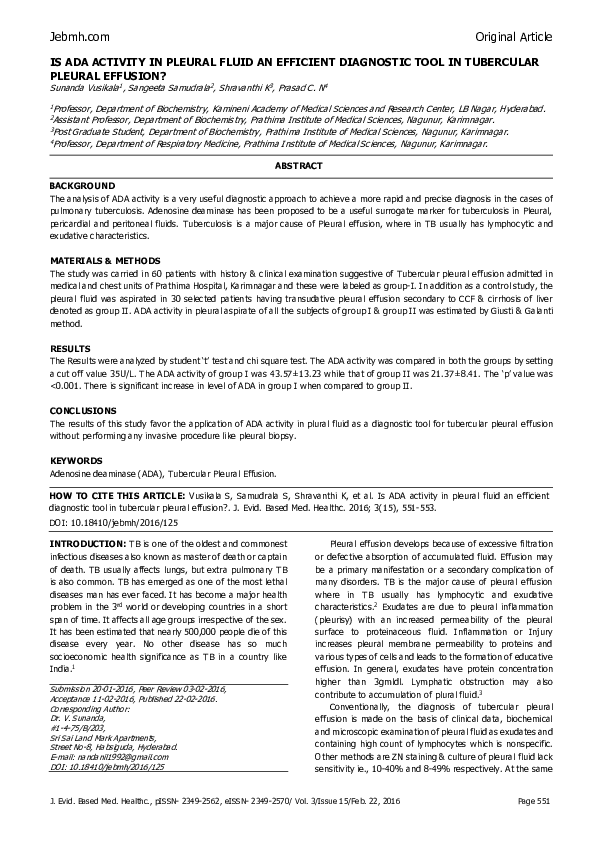 (PDF) Is Ada Activity in Pleural Fluid an Efficient Diagnostic Tool in ...