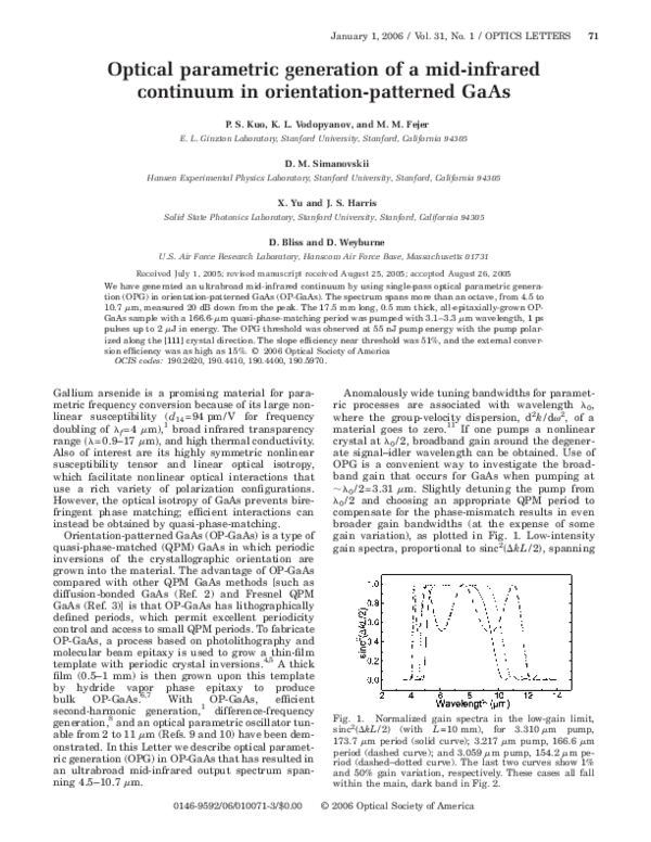 (PDF) Optical parametric generation of a mid-infrared continuum in orientation-patterned GaAs ...