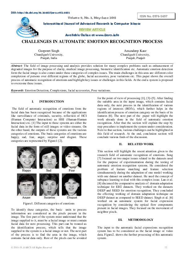 (PDF) Challenges in Automatic Emotion Recognition Process