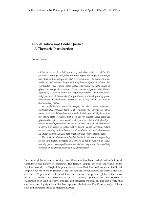 (PDF) Globalisation and Global Justice: Introductory Essay ...