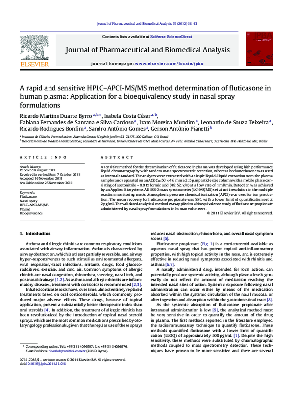 (PDF) A rapid and sensitive HPLC–APCI-MS/MS method determination of ...