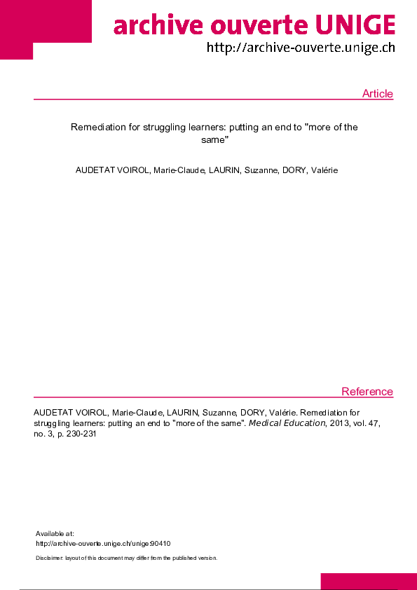 Pdf Remediation For Struggling Learners Putting An End To More Of