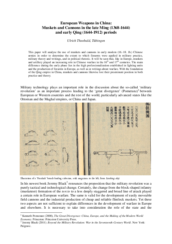 (PDF) European Weapons in China: Muskets and Cannons in the Late Ming ...