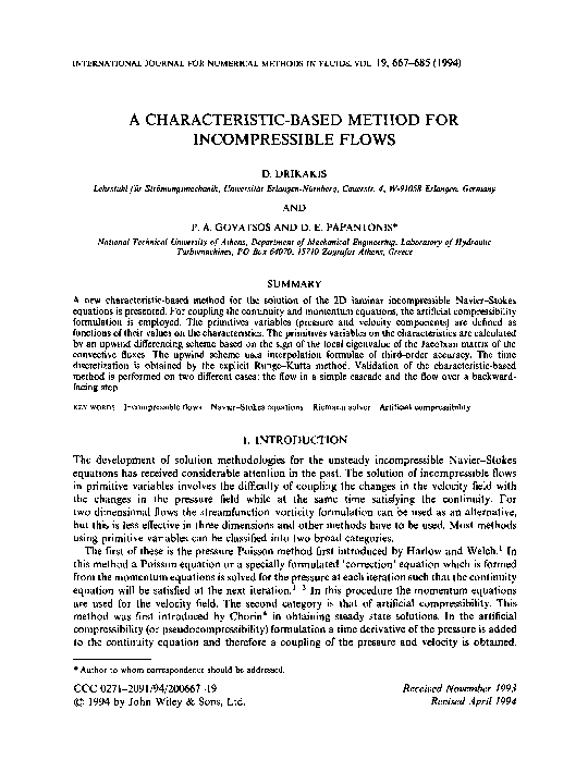 (PDF) A characteristic-based method for incompressible flows