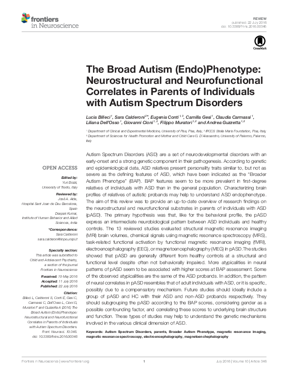 (PDF) The Broad Autism (Endo)Phenotype: Neurostructural and ...