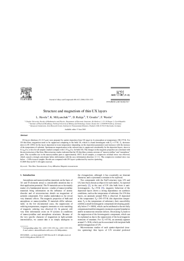 (PDF) Structure and magnetism of thin UX layers