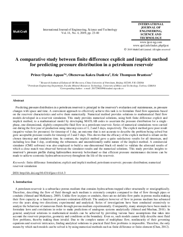 (PDF) A comparative study between finite difference explicit and implicit method for predicting ...