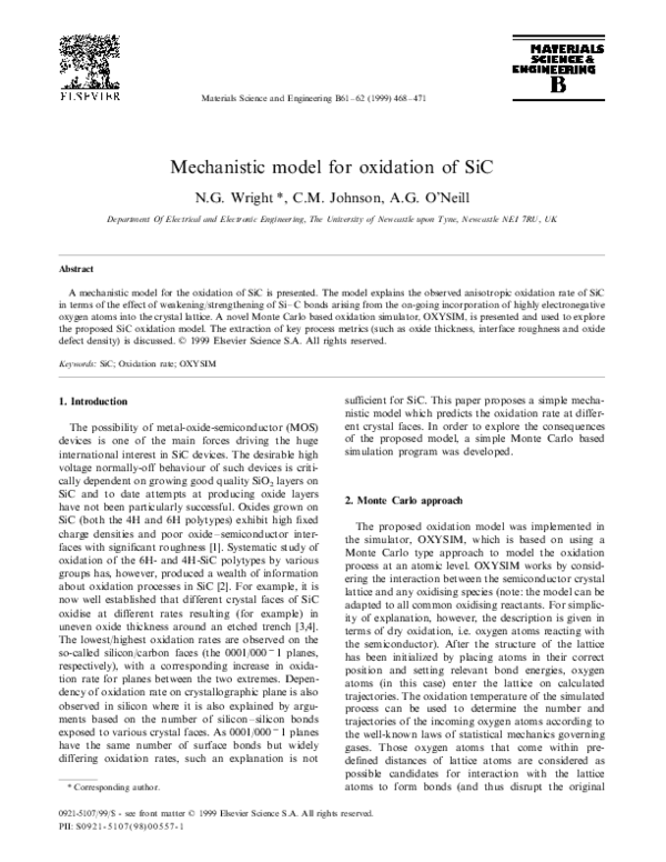 (PDF) Mechanistic model for oxidation of SiC