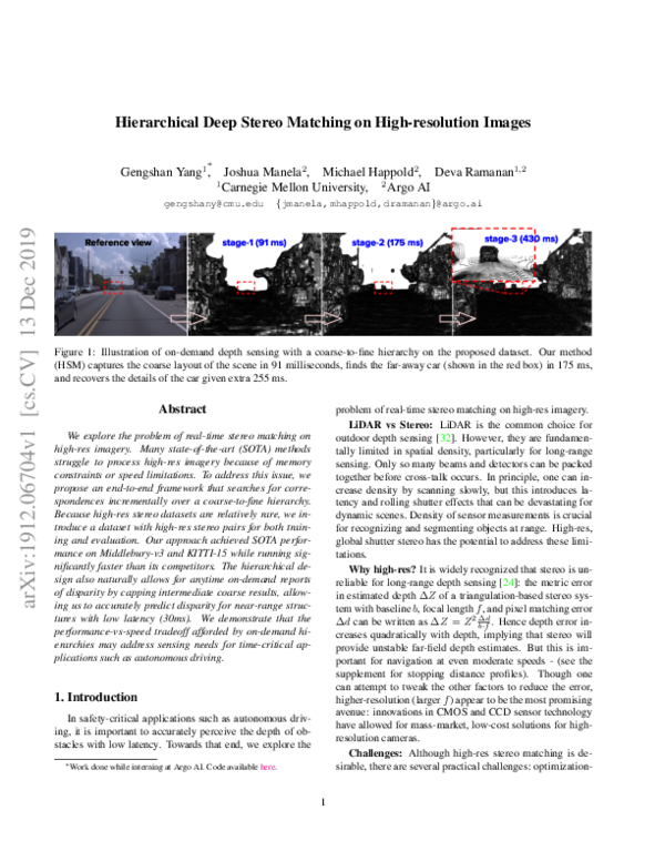 (PDF) Hierarchical Deep Stereo Matching on High-Resolution Images