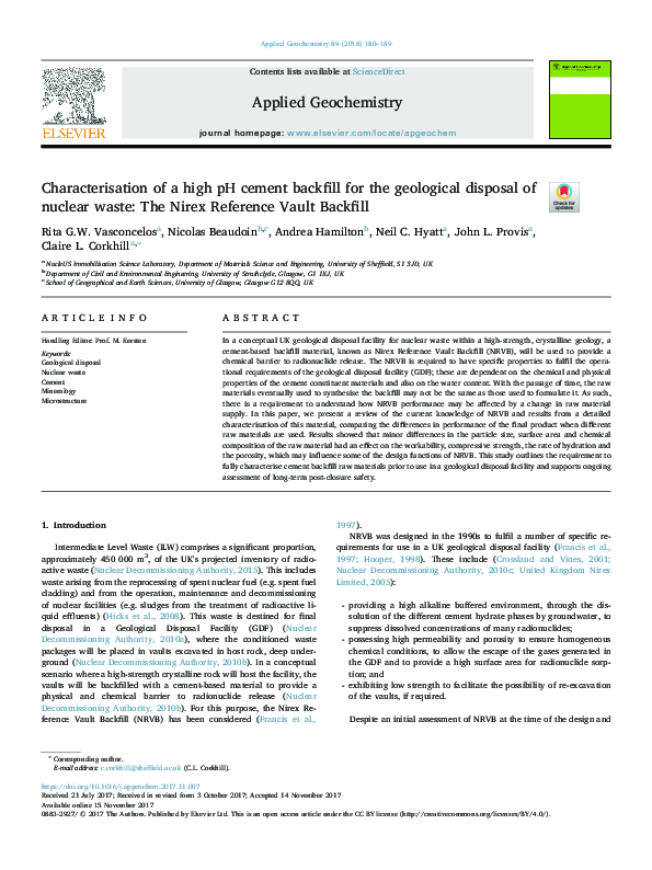 (PDF) Characterisation of a high pH cement backfill for the geological ...