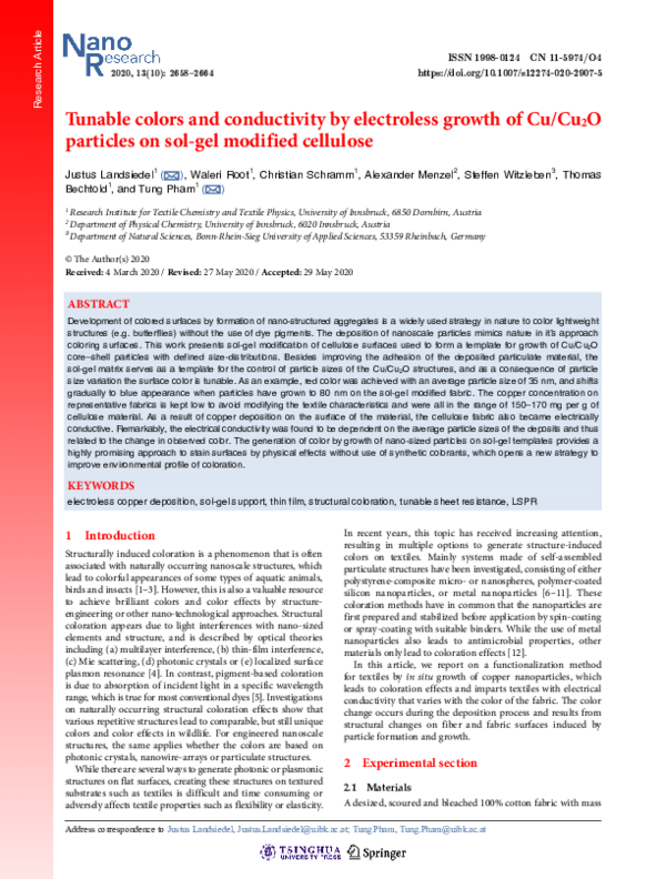 (PDF) Tunable colors and conductivity by electroless growth of Cu/Cu2O ...