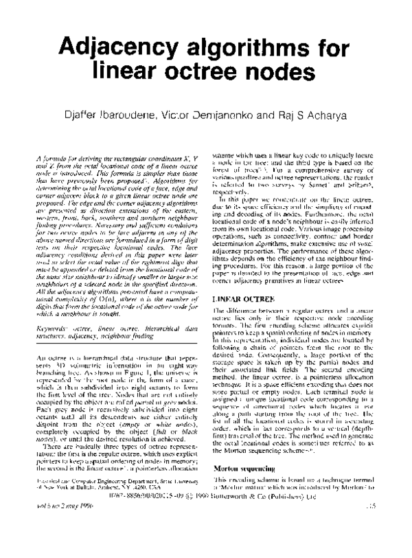 (PDF) Adjacency algorithms for linear octree nodes