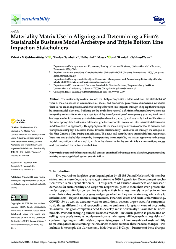 (PDF) Materiality Matrix Use in Aligning and Determining a Firm’s ...
