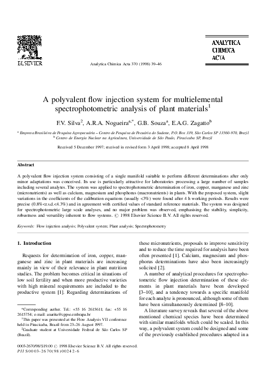 (PDF) A polyvalent flow injection system for multielemental ...