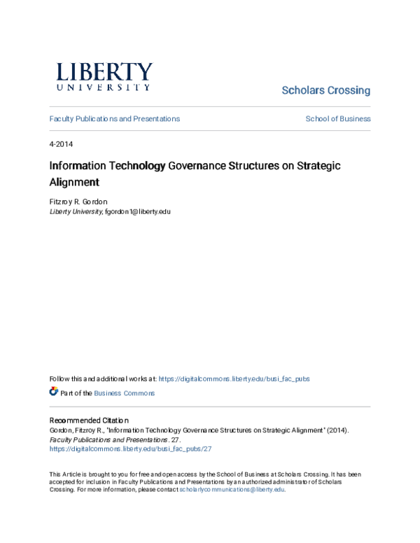 (PDF) Information Technology Governance Structures on Strategic Alignment