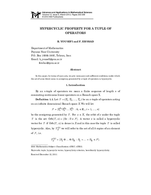 (PDF) Hypercyclic property for a tuple of operators