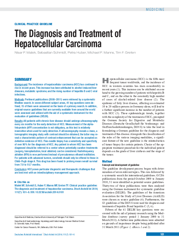 (PDF) Diagnosis and Treatment of Hepatocellular Carcinoma