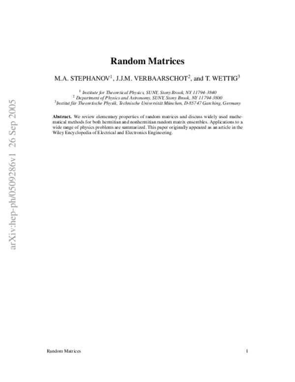 (PDF) Random Matrices