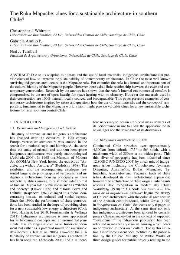 (PDF) The Ruka Mapuche: Clues for a sustainable architecture in ...