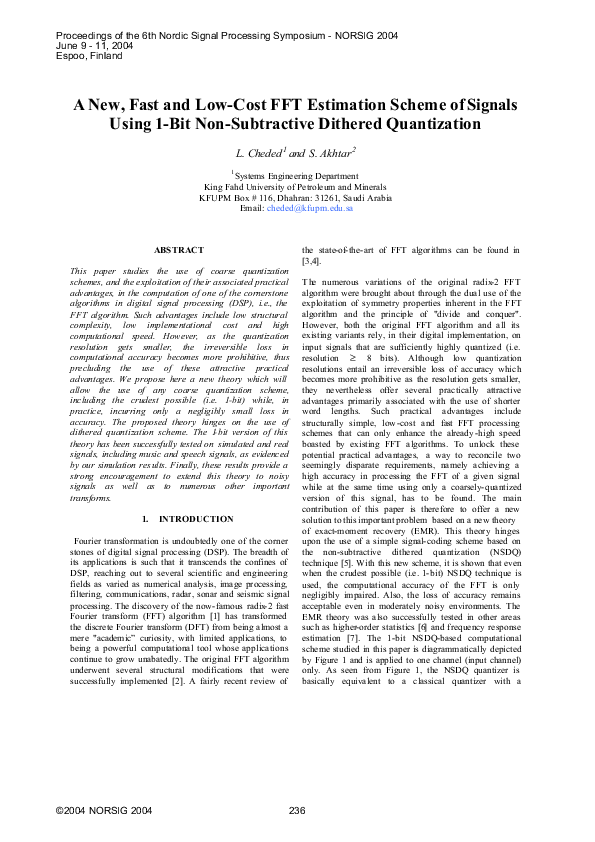 (PDF) A new,fast and low-cost FFT estimation scheme of signals using 1 ...