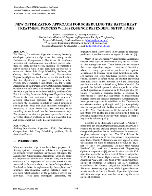 (PDF) New Optimization Approach for Scheduling the Batch Heat Treatment ...